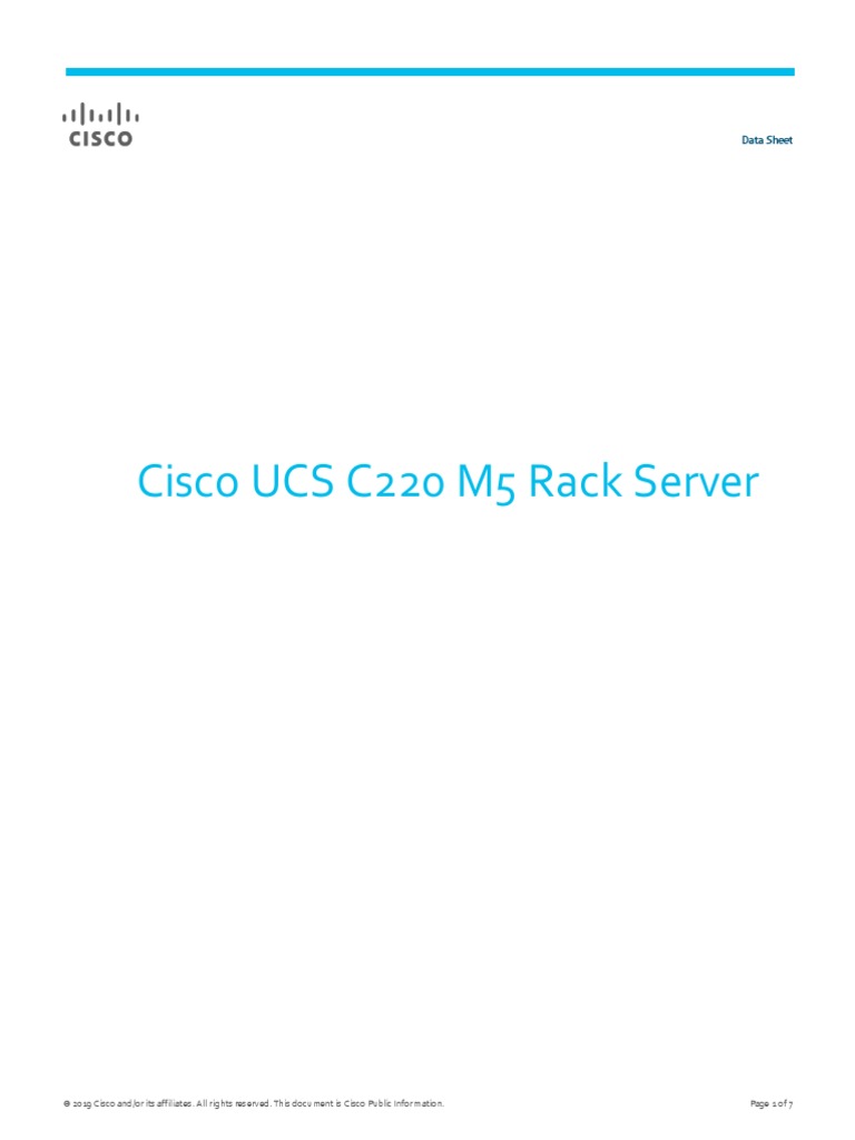 Cisco UCS C220 M5 Rack Server: Data Sheet | PDF | Solid State Drive | Computer Networking