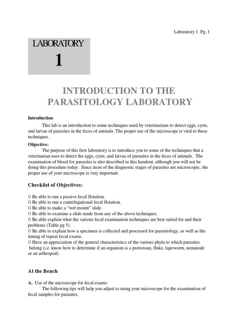 Introduction To Parasitology Laboratory | PDF | Parasitism | Protozoa