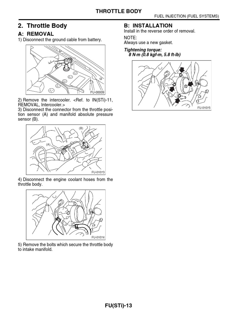 Throttle Body B: Installation | PDF
