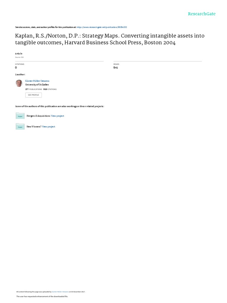 Kaplan, R.S./Norton, D.P.: Strategy Maps. Converting Intangible Assets ...