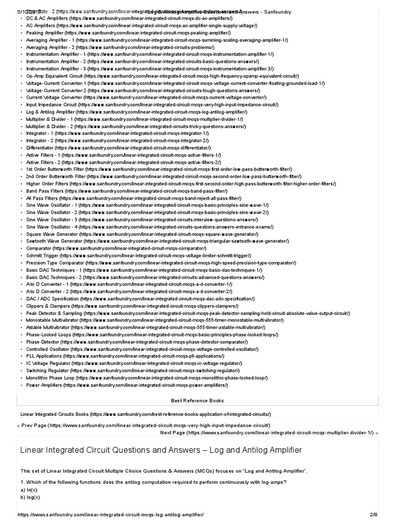 LOG MCQs PDF | PDF | Amplifier | Operational Amplifier
