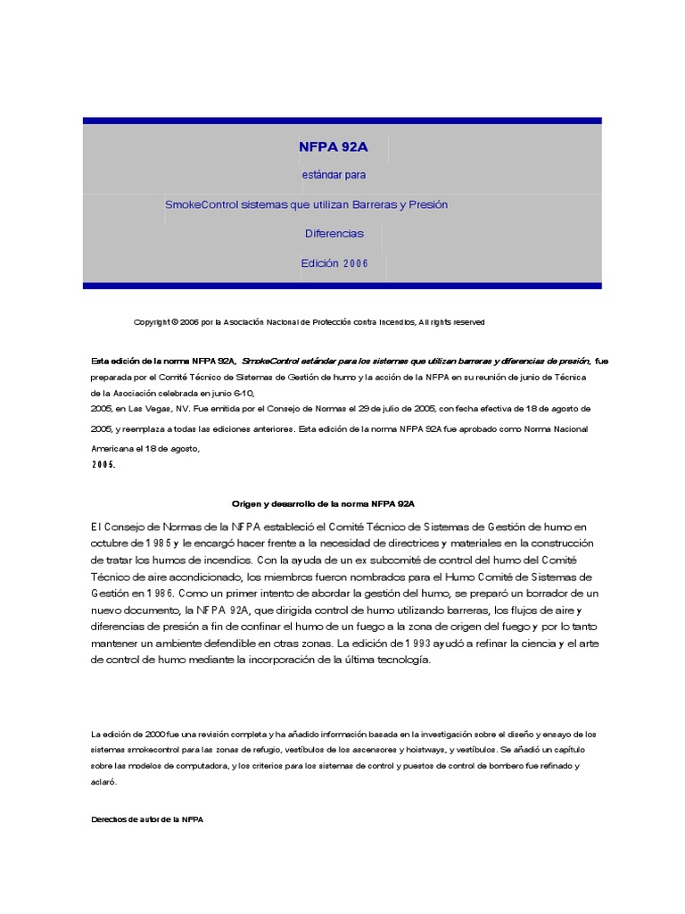 Hamyar Energy NFPA 92A - 2006 | PDF | Hvac | Chimenea