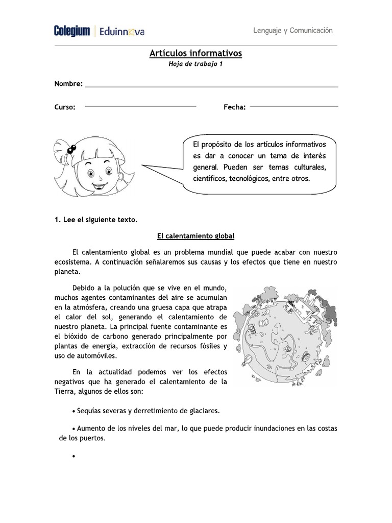 Hojas De Trabajo De Comprensión De Textos Informativos Storyboard