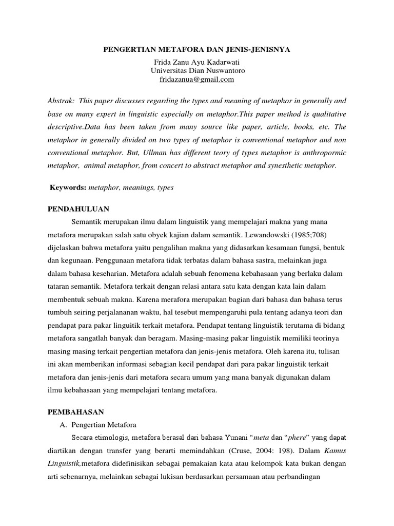 Pengertian Metafora Dan Jenis-Jenisnya | PDF
