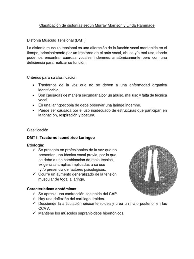 Clasificación de Disfonías Según Murray Morrison y Linda Rammage | PDF ...