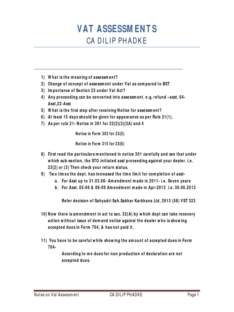 Vat Assessments | PDF | Value Added Tax | Taxes