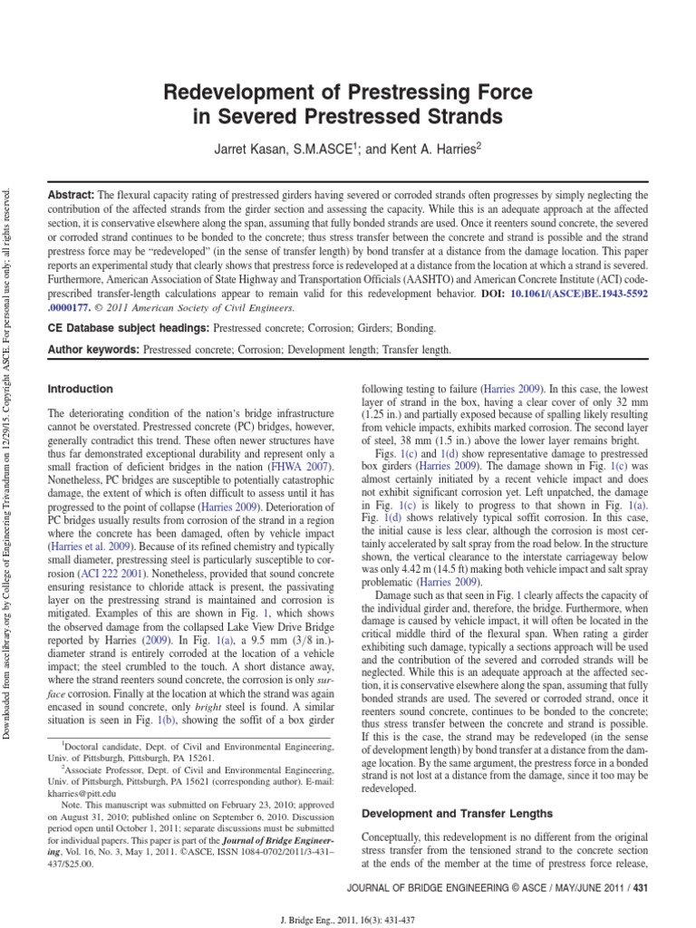 Redevelopment of Prestressing Force | PDF | Corrosion | Prestressed ...