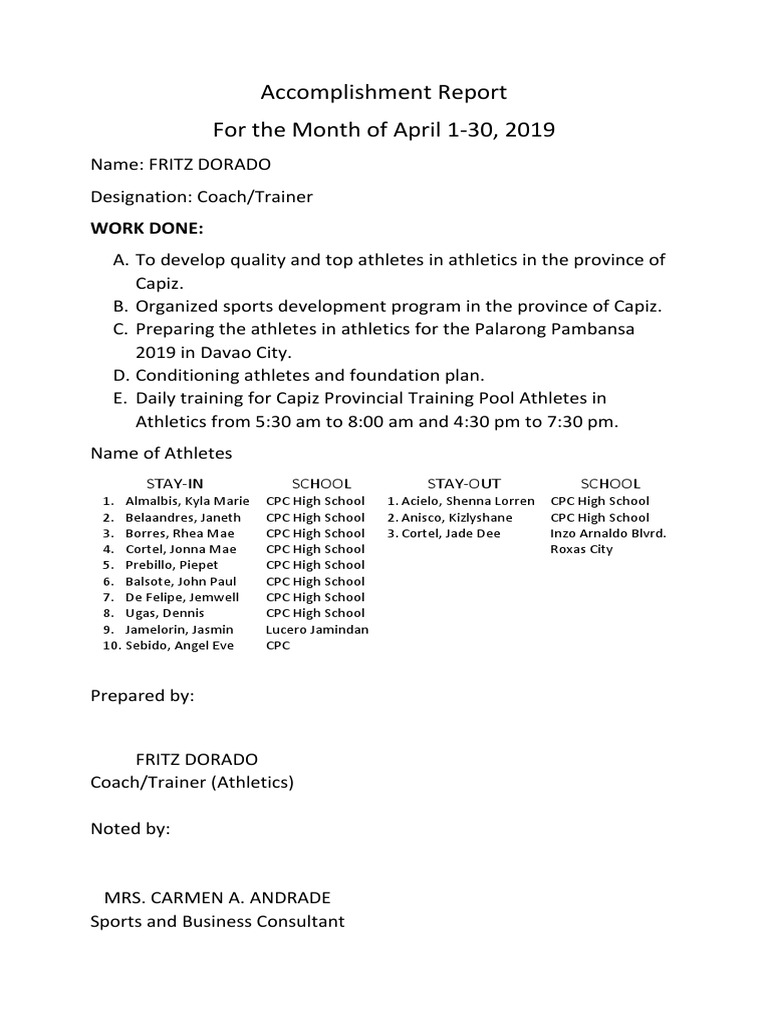 Accomplishment Report | PDF