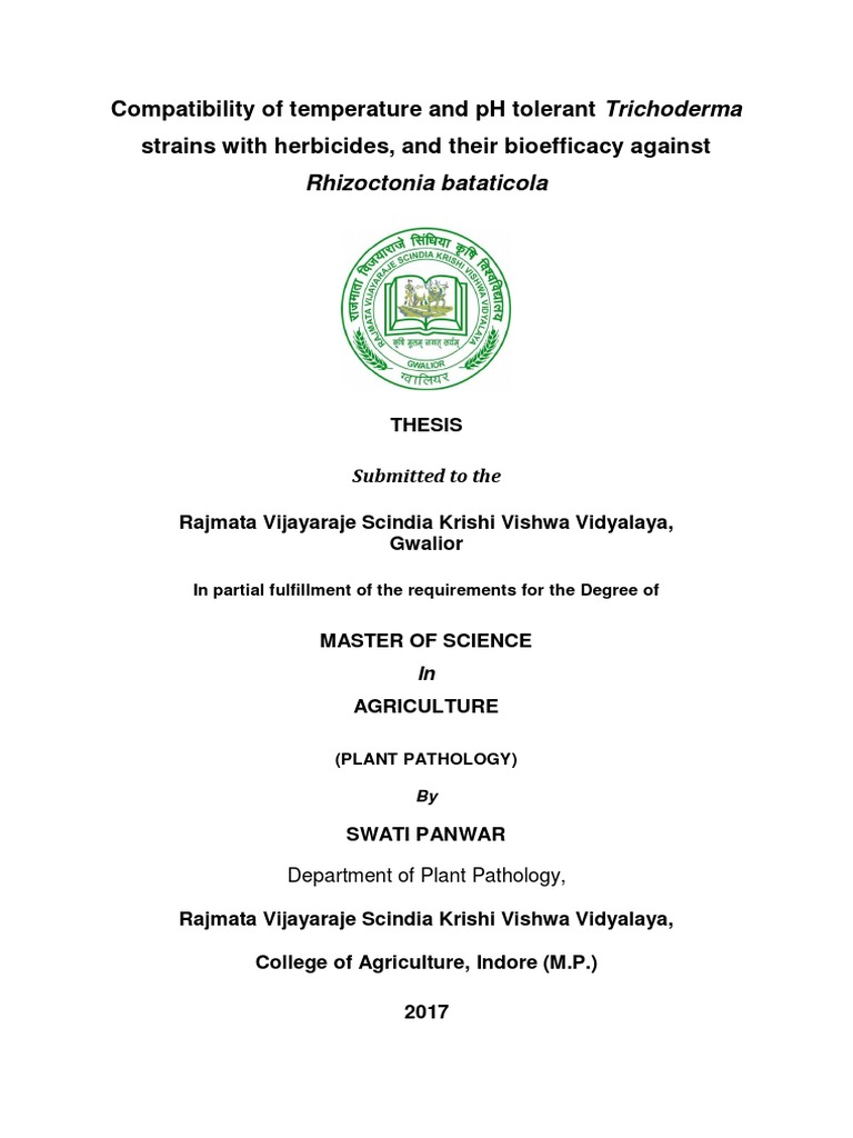 Compatibility of Temperature and PH Tolerant Trichoderma Strains With Herbicides, and Their ...