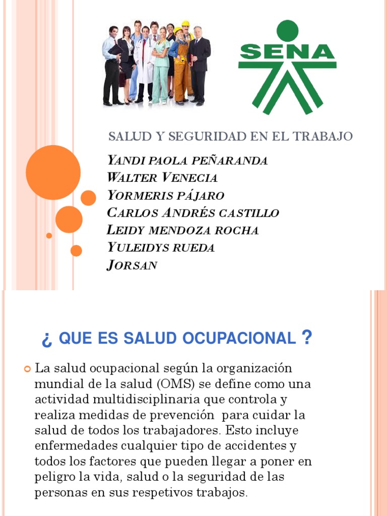 Diapositivas de Salud Opucacional SENA | PDF | Seguridad y salud ...