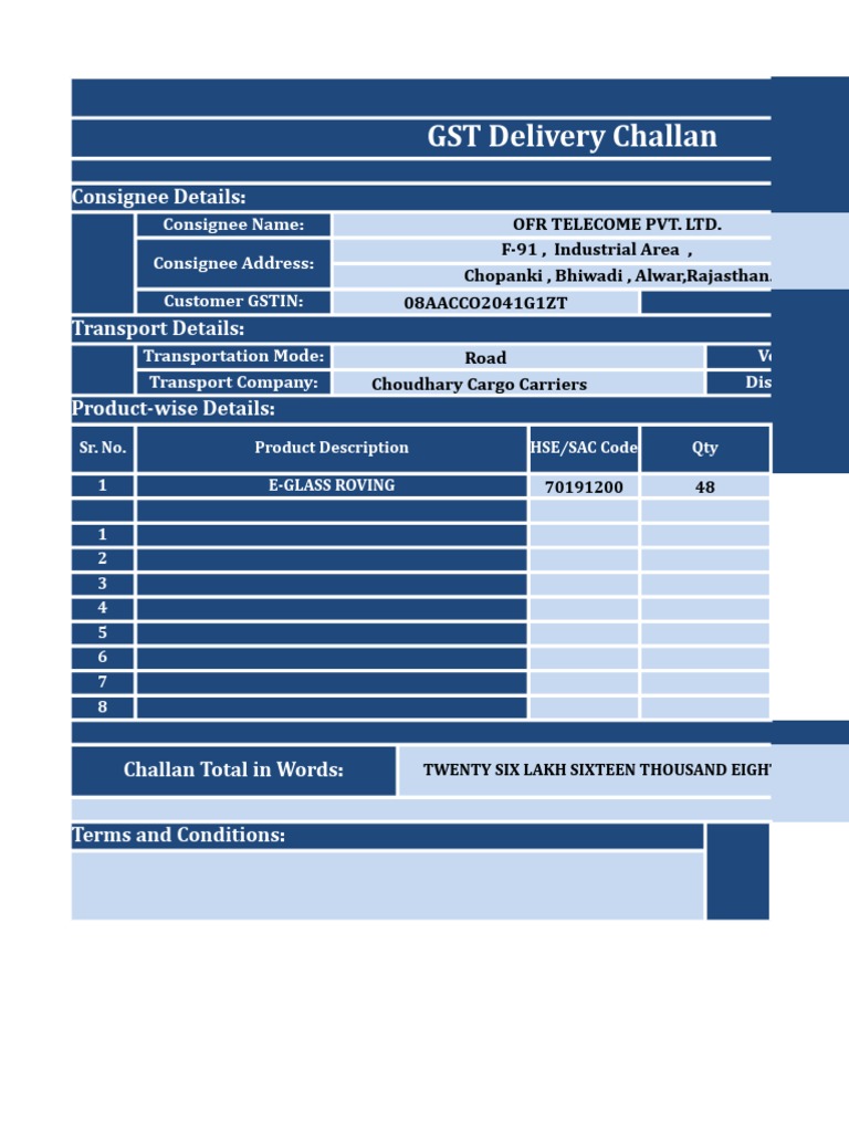 GST Delivery Challan: Consignee Details | PDF | Finance & Money Management
