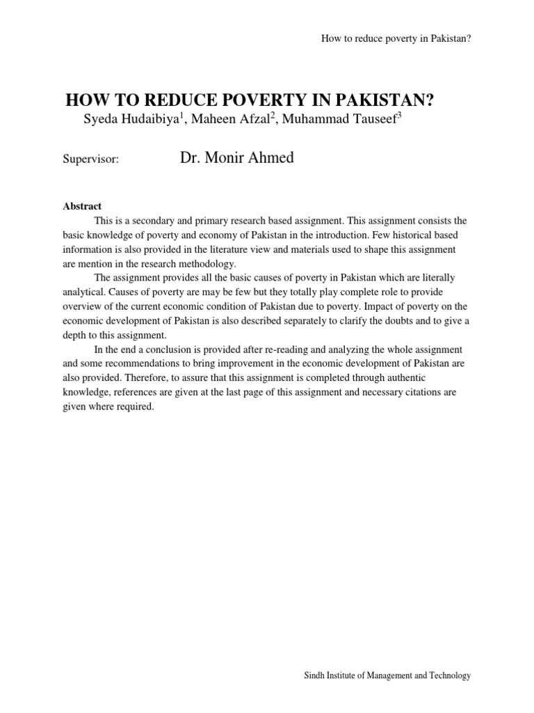 How To Reduce Poverty in Pakistan | PDF | Poverty | Poverty & Homelessness