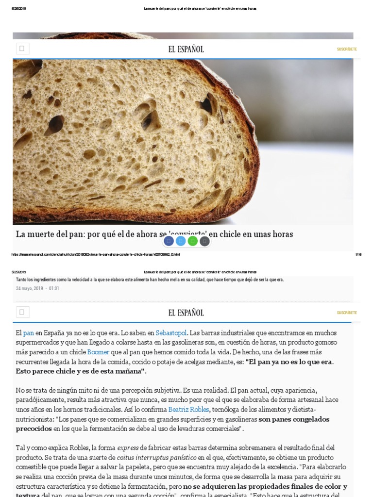 La Muerte Del Pan - Por Qué El de Ahora Se 'Convierte' en Chicle en ...