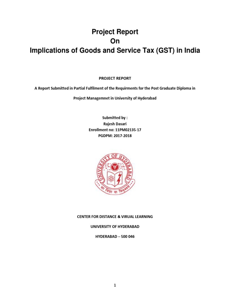 Project Report On GST Implications in India | PDF