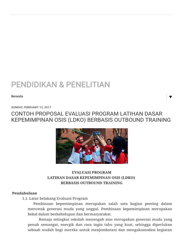 Pendidikan & Penelitian - Contoh Proposal Evaluasi Program Latihan Dasar Kepemimpinan Osis (Ldko ...