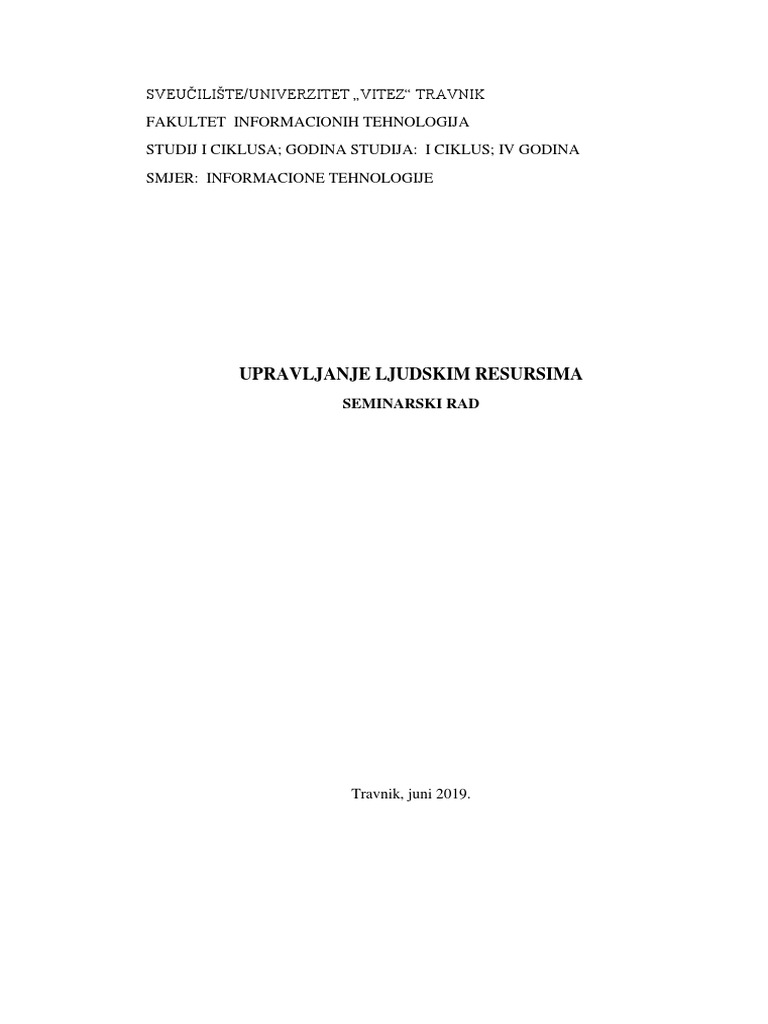 Upravljanje Ljudskim Resursima | PDF