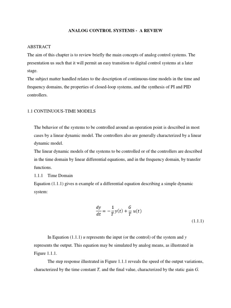 Analog Control Systems | PDF | Control Theory | Stability Theory