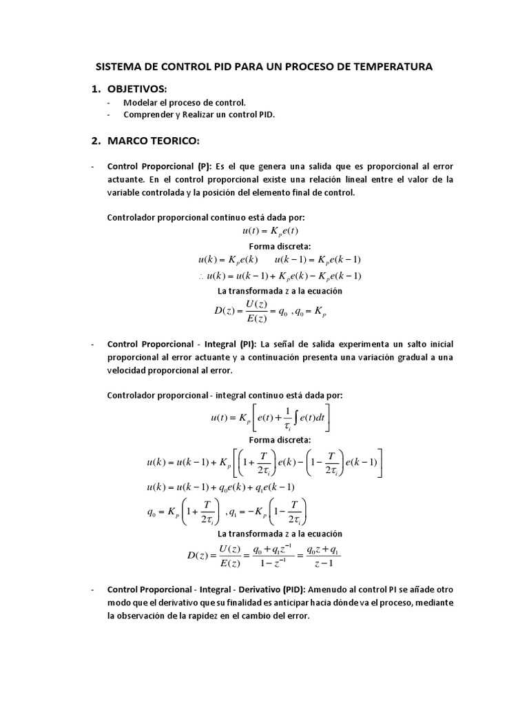 Sistema de Control Pid para Un Proceso de Temperatura | PDF ...