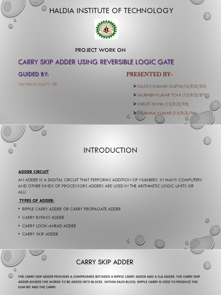 Carry Skip Adder Using Reversible Logic Gate-2 | PDF | Business | Computers