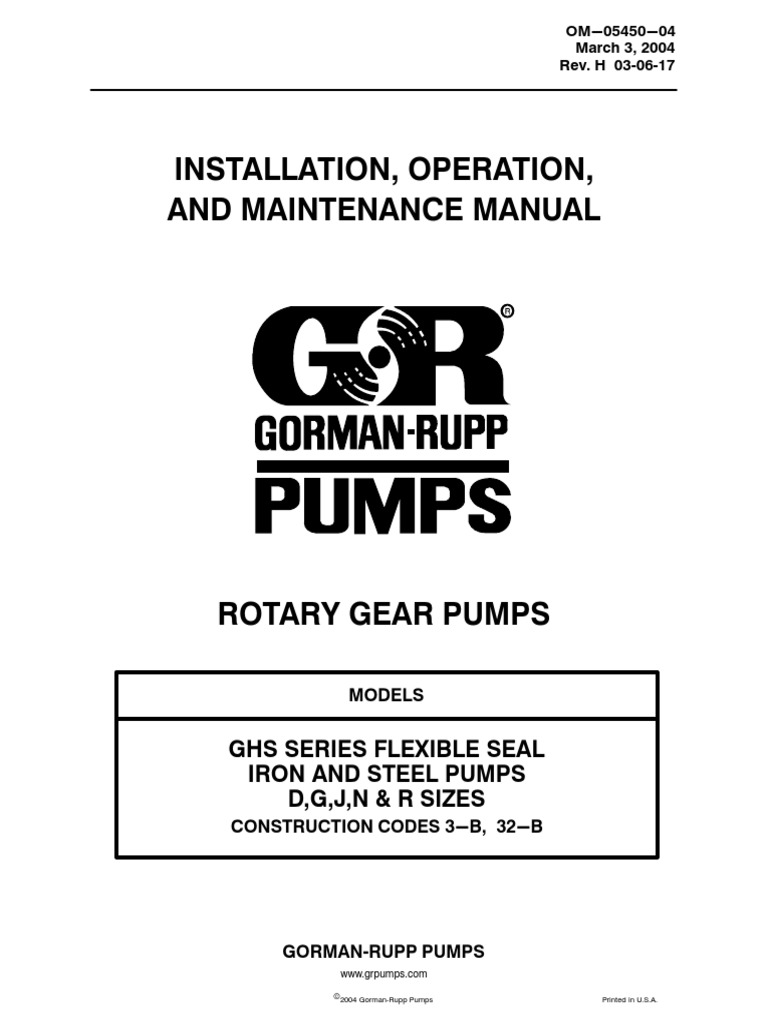 Gorman-Rupp Rotary Gear Pump Manual | PDF | Pump | Valve