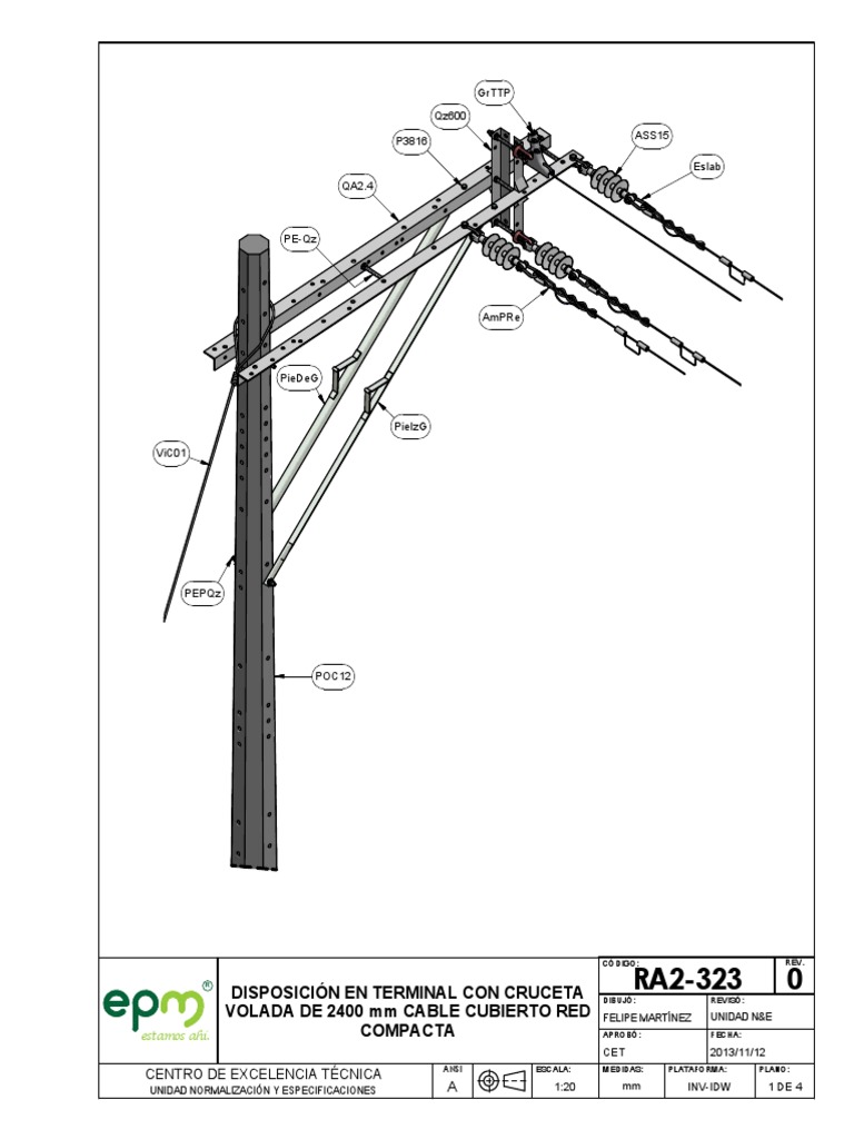 Disposición de Terminal con Cruceta 2400 mm | PDF