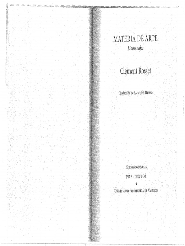 Clement Rosset Materia de Arte Homenajes | PDF | Artes (general) | Pinturas