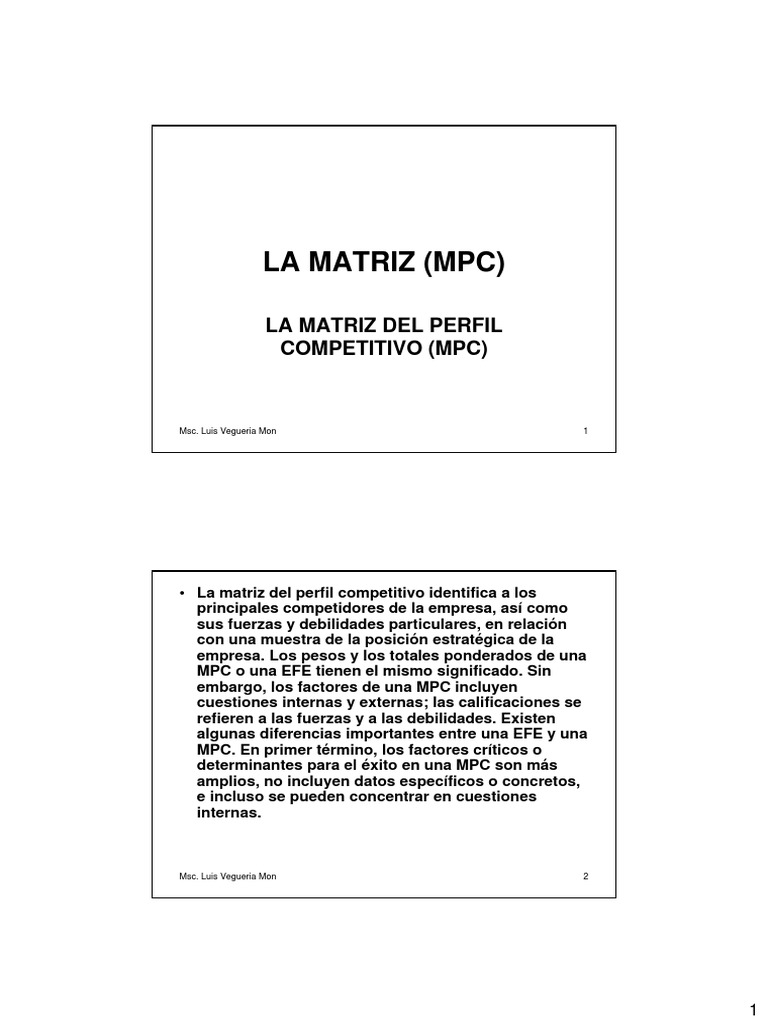 22 Matriz MPC Perfil Competitivo | PDF | Diversificación (Finanzas) | Matriz (Matemáticas)