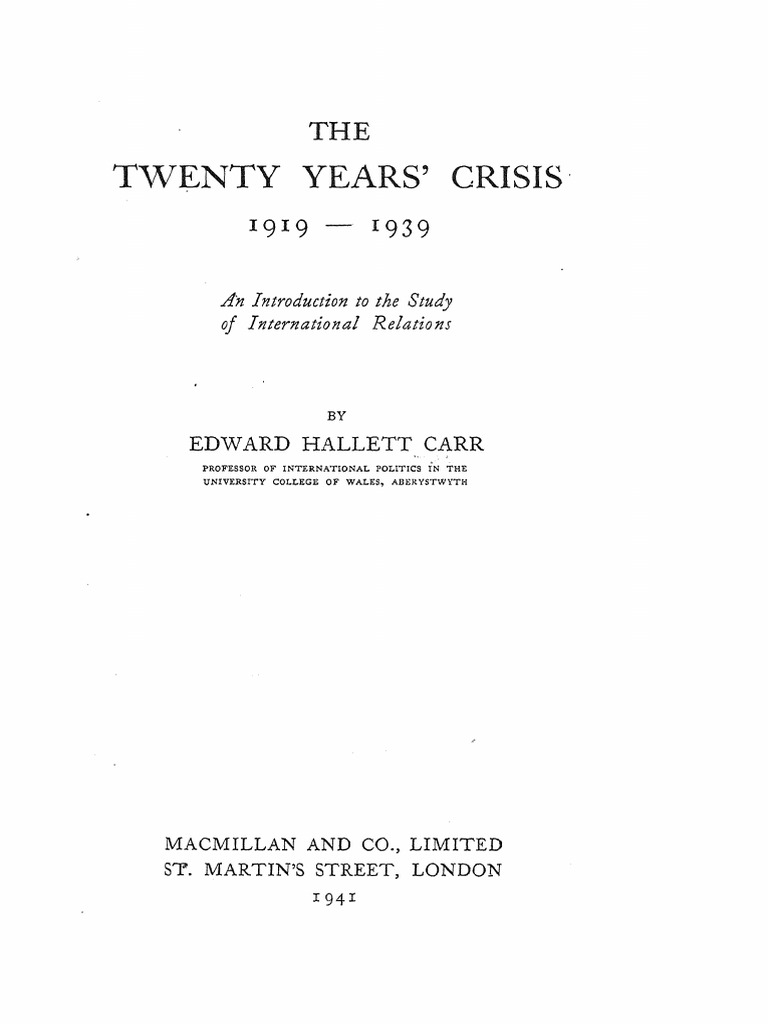 E.H. Carr - The Twenty Years' Crisis, 1919-1939 | PDF