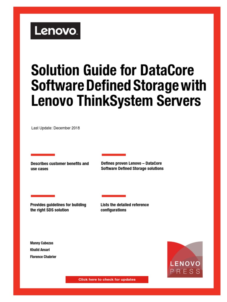 Lenovo + DataCore Guide | PDF | Solid State Drive | Replication (Computing)