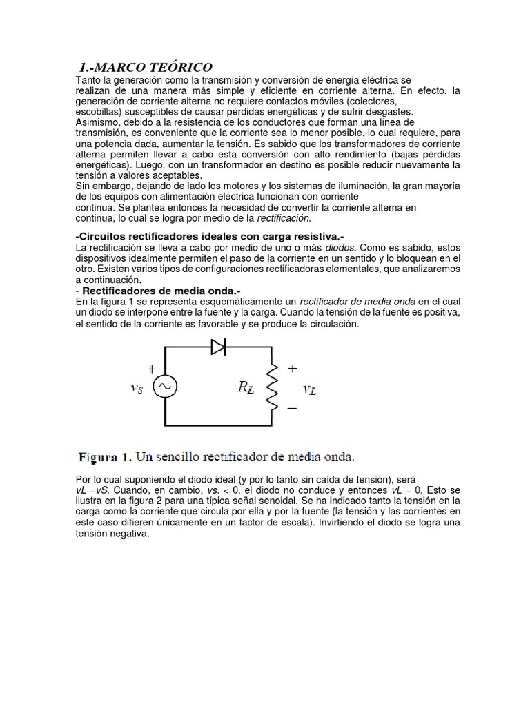 Marco Teórico | PDF | Diodo | Rectificador