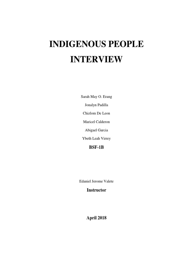Indigenous People Interview | PDF | Traditional Knowledge | Ecology