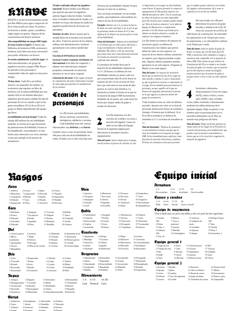 Kit de herramientas Knave para RPG OSR | PDF | Juegos de rol
