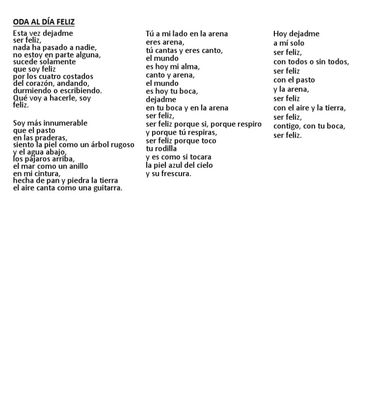 Oda Al Día Feliz - Pablo Neruda | PDF