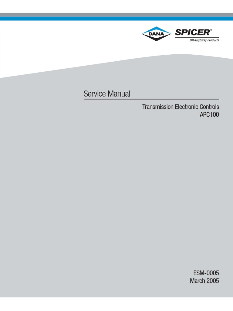 Service Manual: Transmission Electronic Controls APC100 | PDF