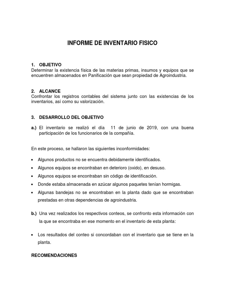 Informe de Inventario Fisico | PDF