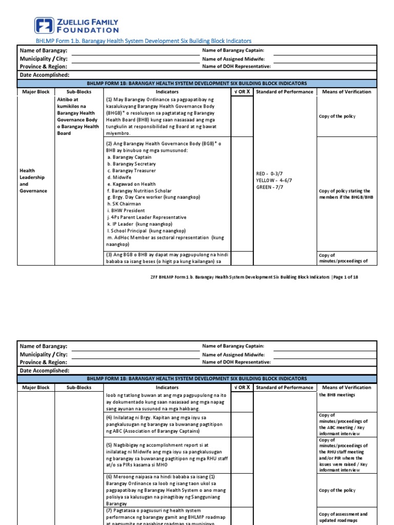 BHLMP Form1.B Blank | PDF | Health Economics | Health Care