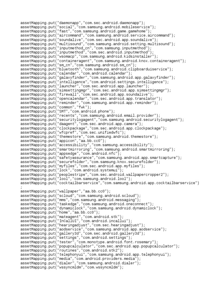Samsung App Package Mapping Guide | PDF | Ios | Mac Os