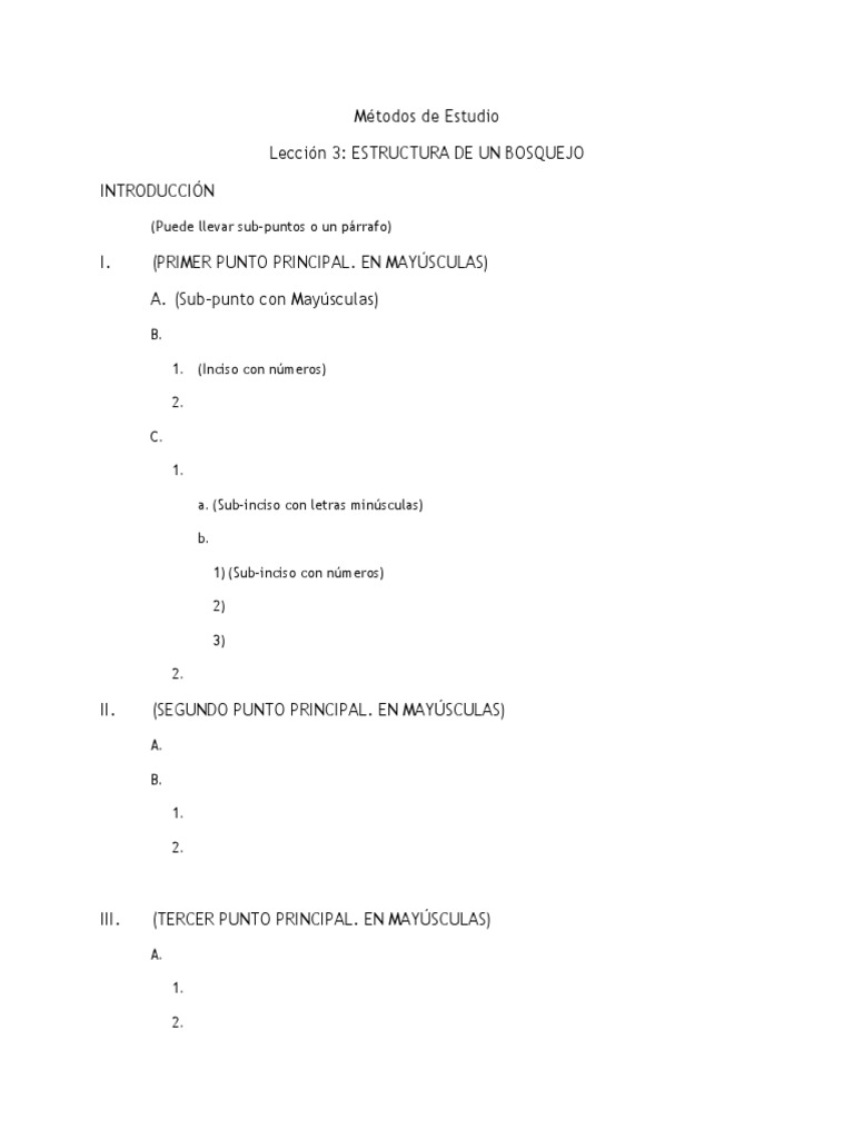 Estructura de Un Bosquejo | PDF | Métodos y materiales de enseñanza