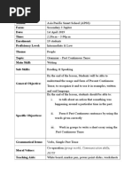 Lesson Plan - Past Continuous Tense | PDF | Lesson Plan | Grammar