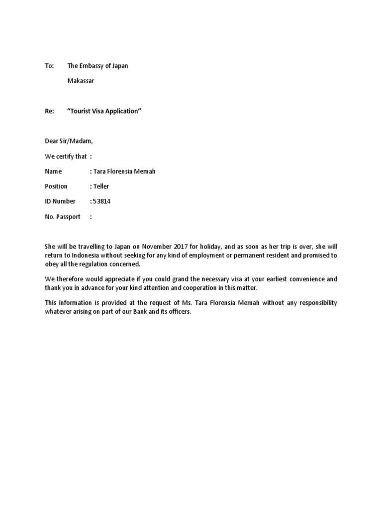 Visa Japan App Letter | PDF