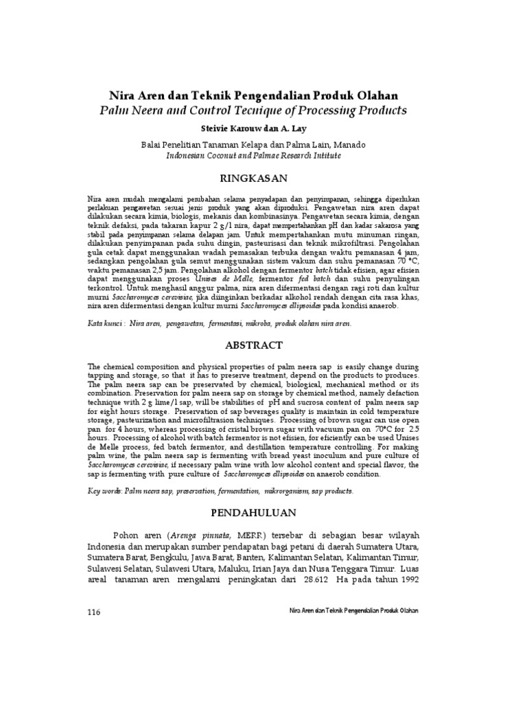 Nira Aren Dan Teknik Pengendalian Produk Olahan PDF | PDF
