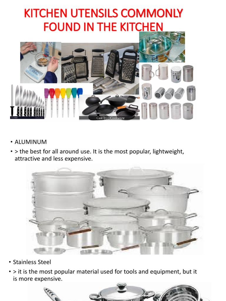 Common Kitchen Utensils and Materials | PDF | Cookware And Bakeware ...
