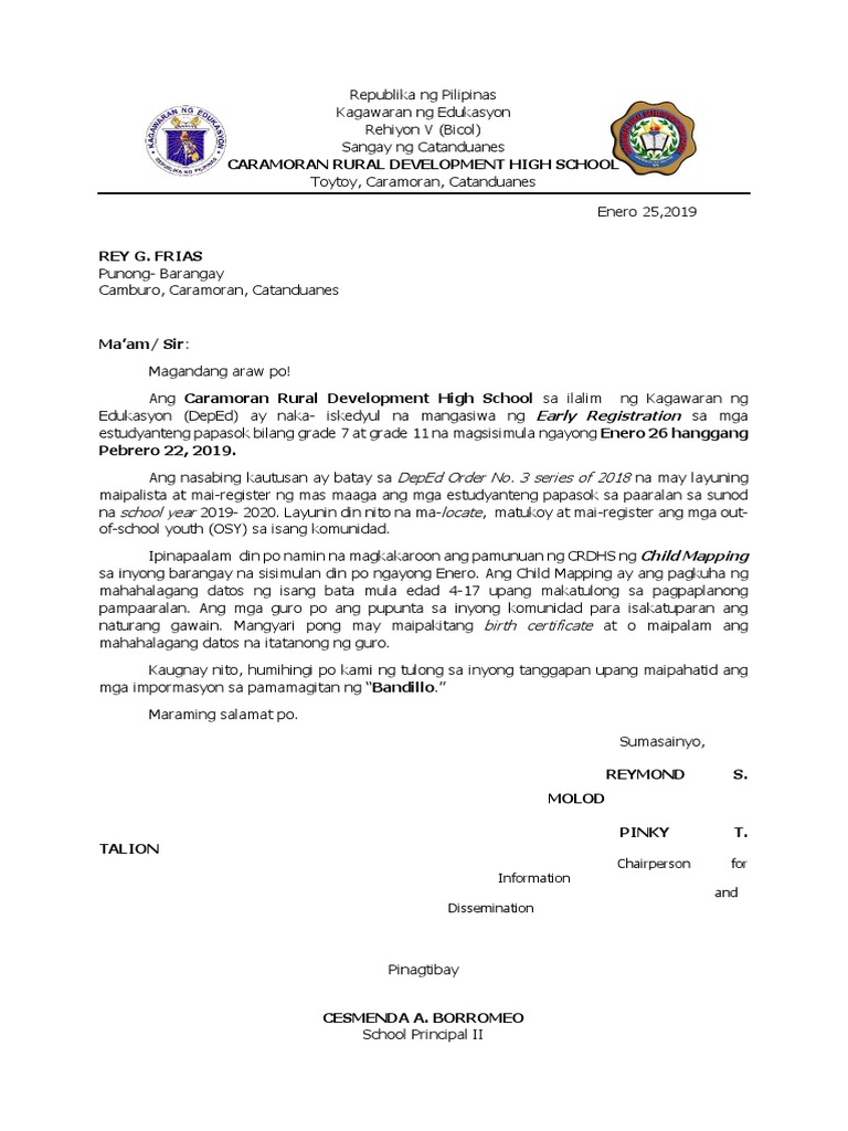 Letter For Bandillo | PDF