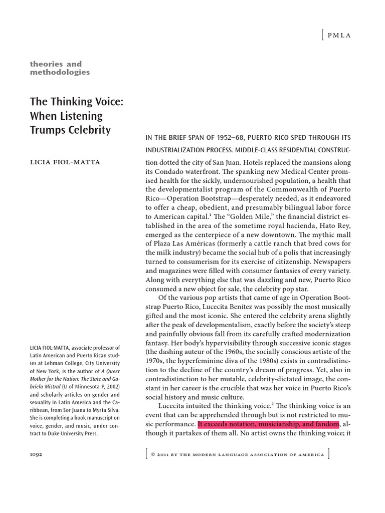 The Thinking Voice: When Listening Trumps Celebrity: Licia Fiol-Matta ...