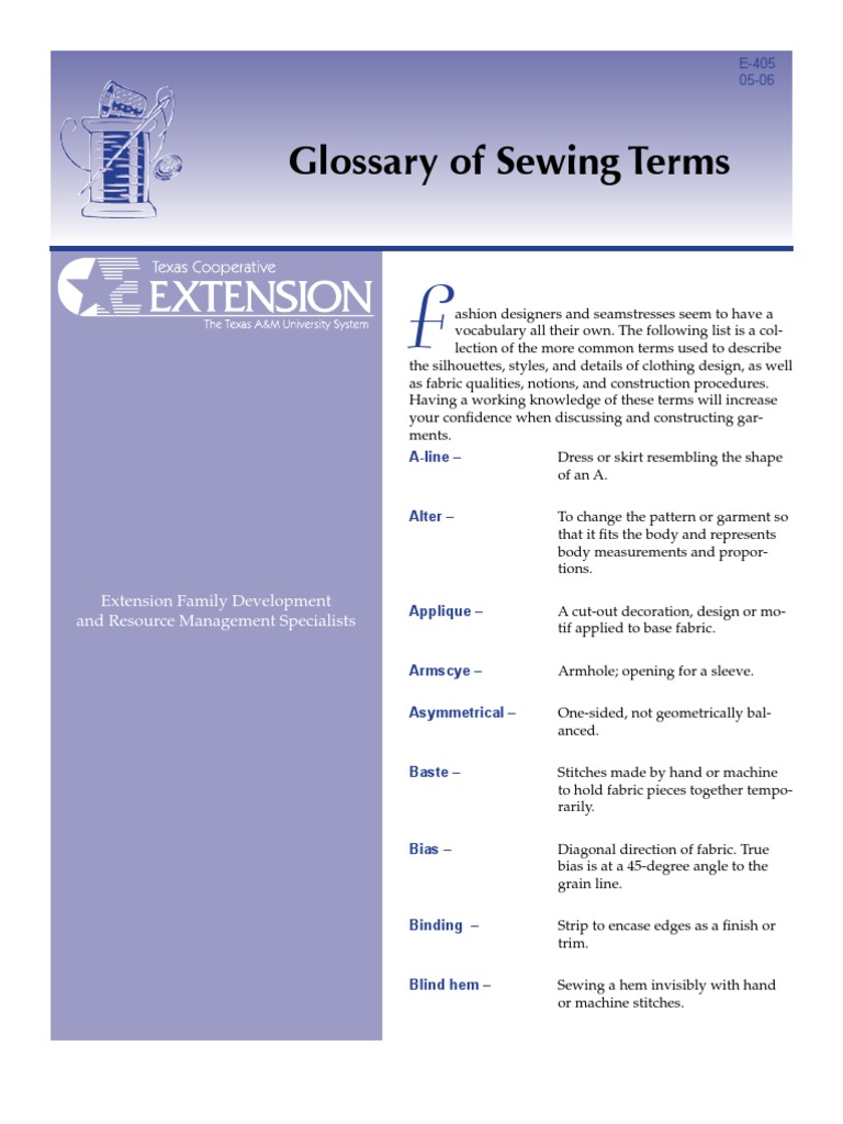 Tailoring Glossary | PDF | Seam (Sewing) | Sewing