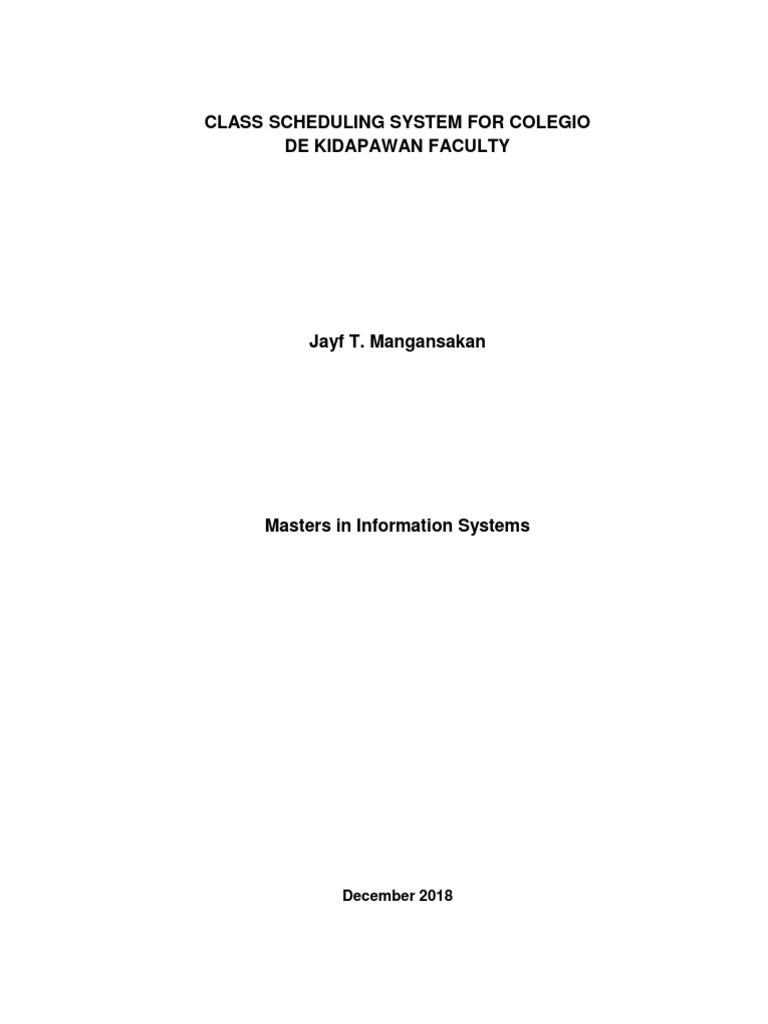 Automated class scheduling system for Colegio de Kidapawan | PDF ...