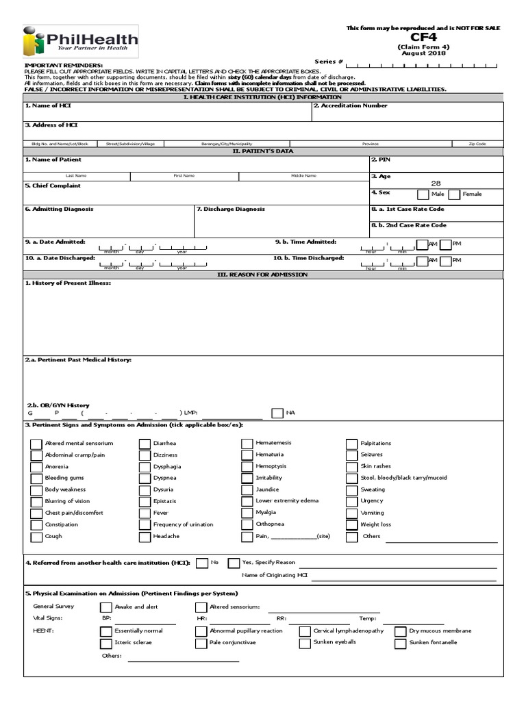 Philhealth Claim Form 4 | PDF | Thorax | Clinical Medicine