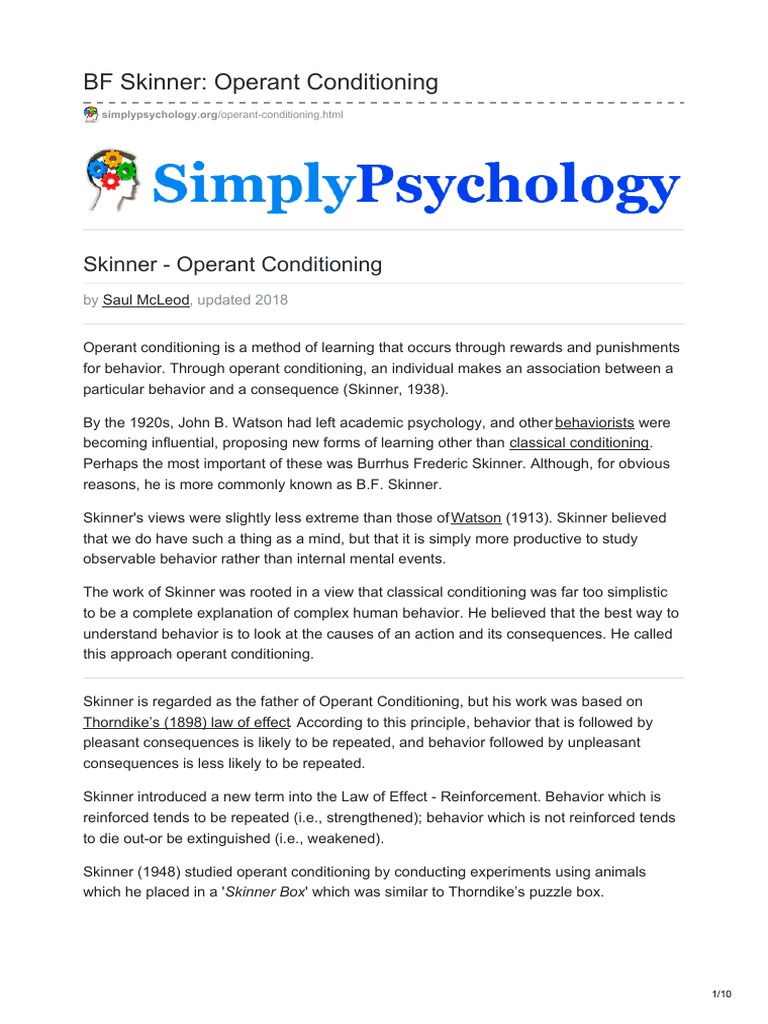 Skinner | PDF | Reinforcement | Behaviorism