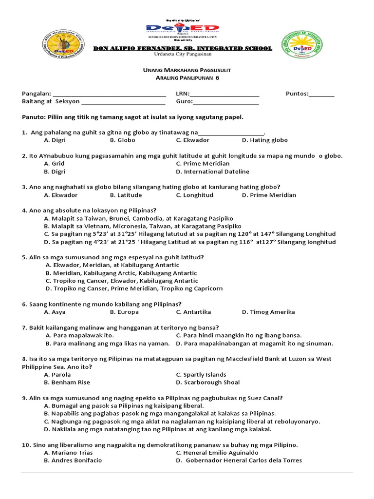 Ap6 1st Quarter Exam | PDF