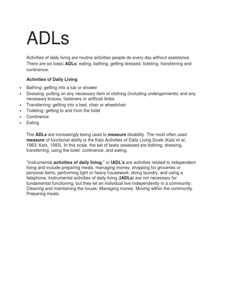 An Overview of Activities of Daily Living (ADLs) and their Importance ...